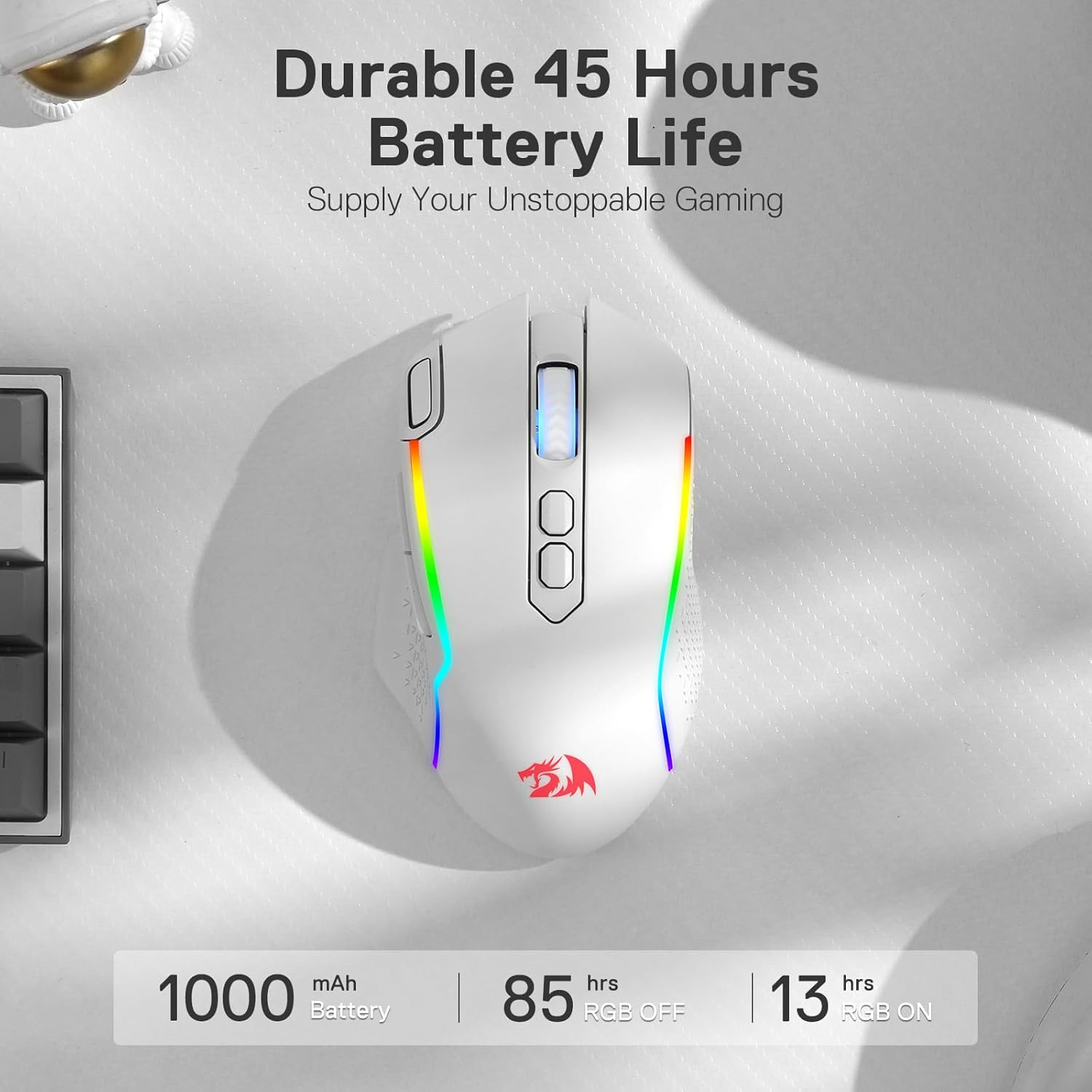 Taipan Pro M810 PRO RGB Wired And Wireless Mouse (White) – Redragon India