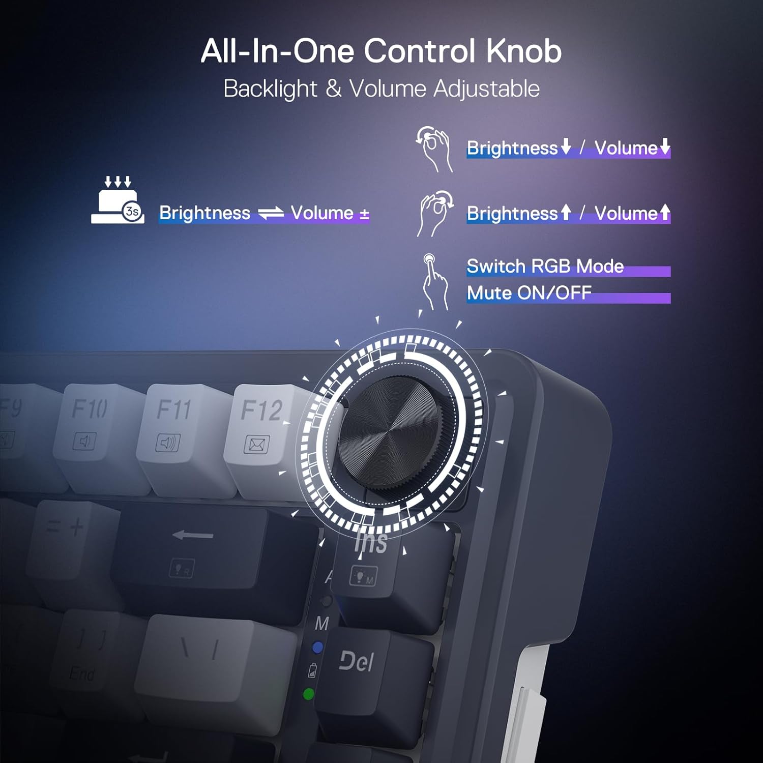 Ucal Pro K673 Pro - 75% Wired+2.4Ghz+BT Mechanical Keyboard White and ...