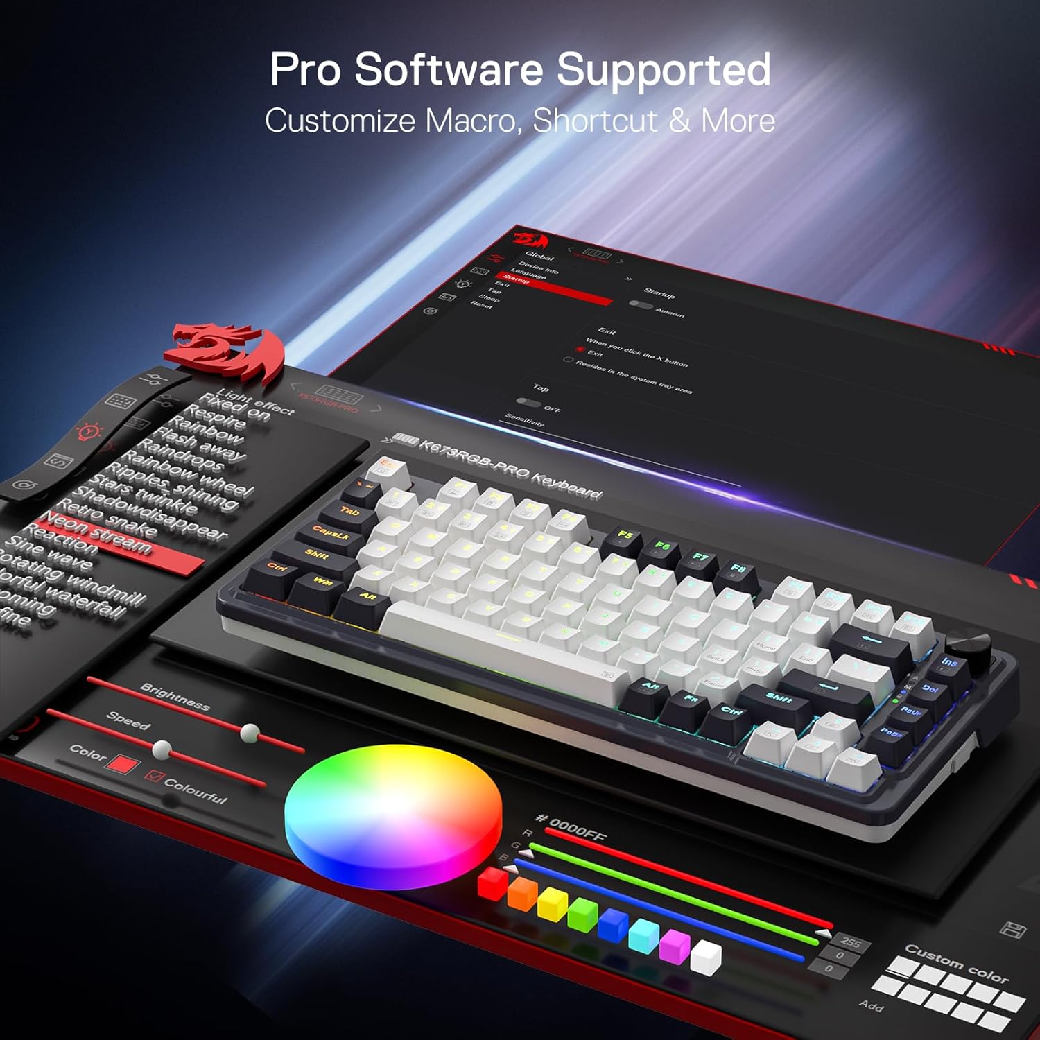 Ucal Pro K673 Pro - 75% Wired+2.4Ghz+BT Mechanical Keyboard White and ...