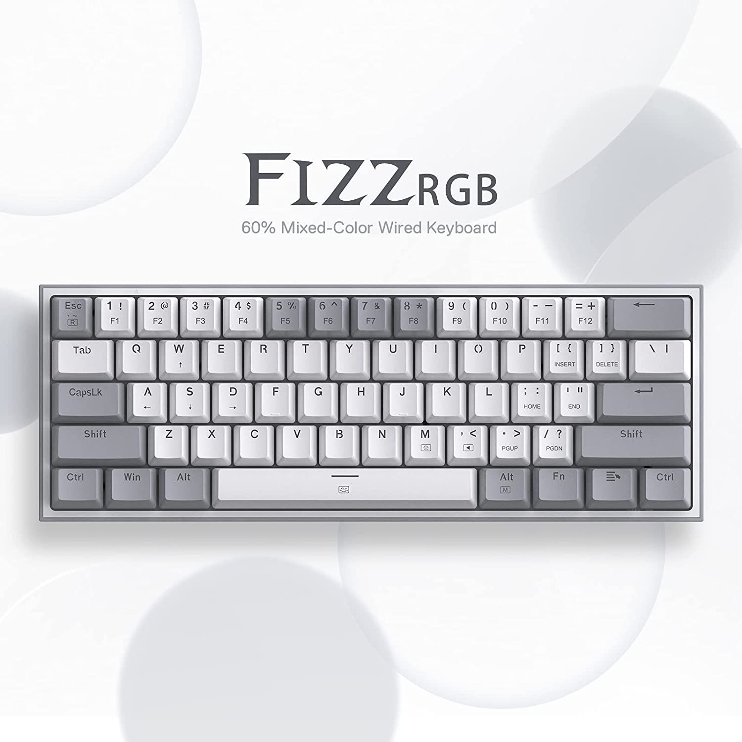 Fizz K617 - 60% Wired Mechanical Keyboard White and Grey (Red Switches ...