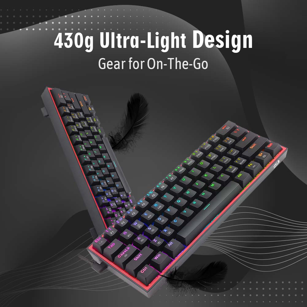 FIZZ PRO K616 - 60% Wired+2.4Ghz+BT Mechanical Keyboard Black (Red Swi ...