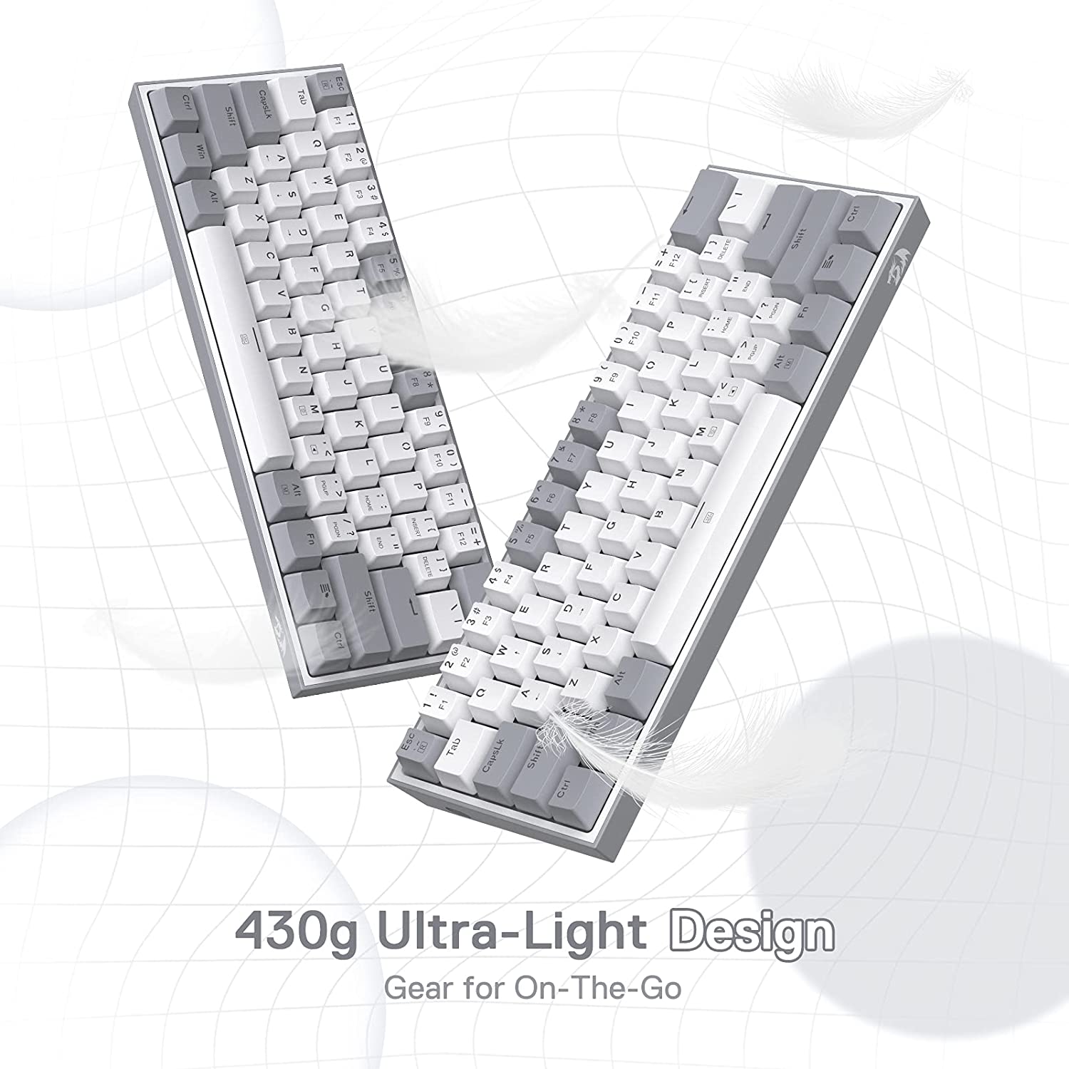 Fizz K617 - 60% Wired Mechanical Keyboard White and Grey (Red Switches ...