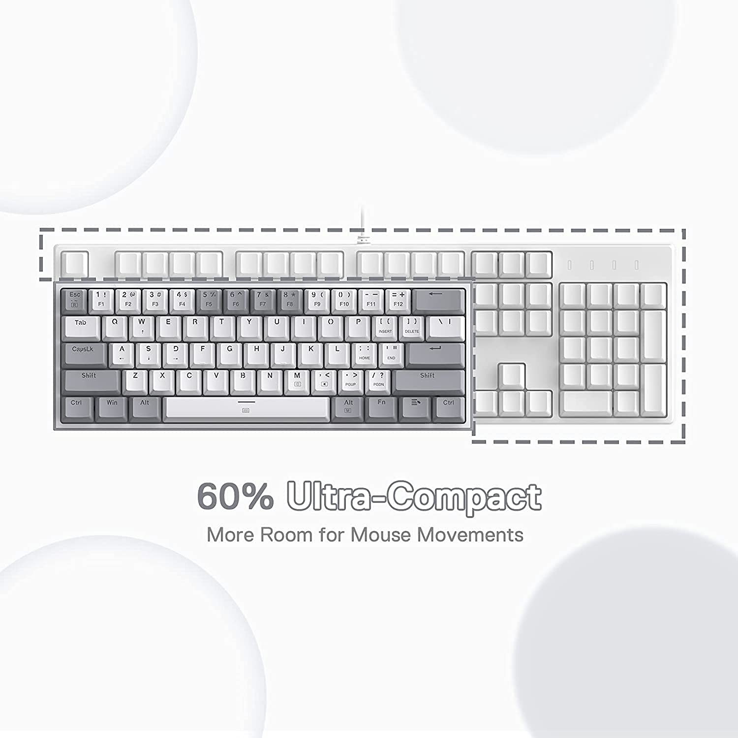 Fizz K617 - 60% Wired Mechanical Keyboard White and Grey (Red Switches ...