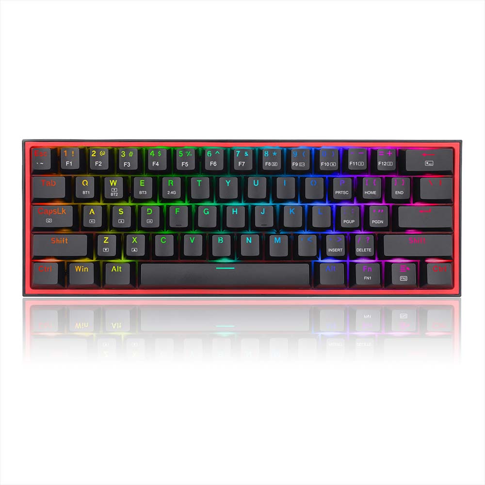 FIZZ PRO K616 - 60% Wired+2.4Ghz+BT Mechanical Keyboard Black (Red Swi ...